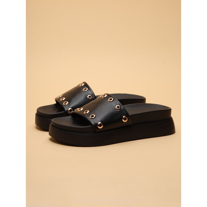 Buy Eridani Keva Black Casual Platforms Sandal Online