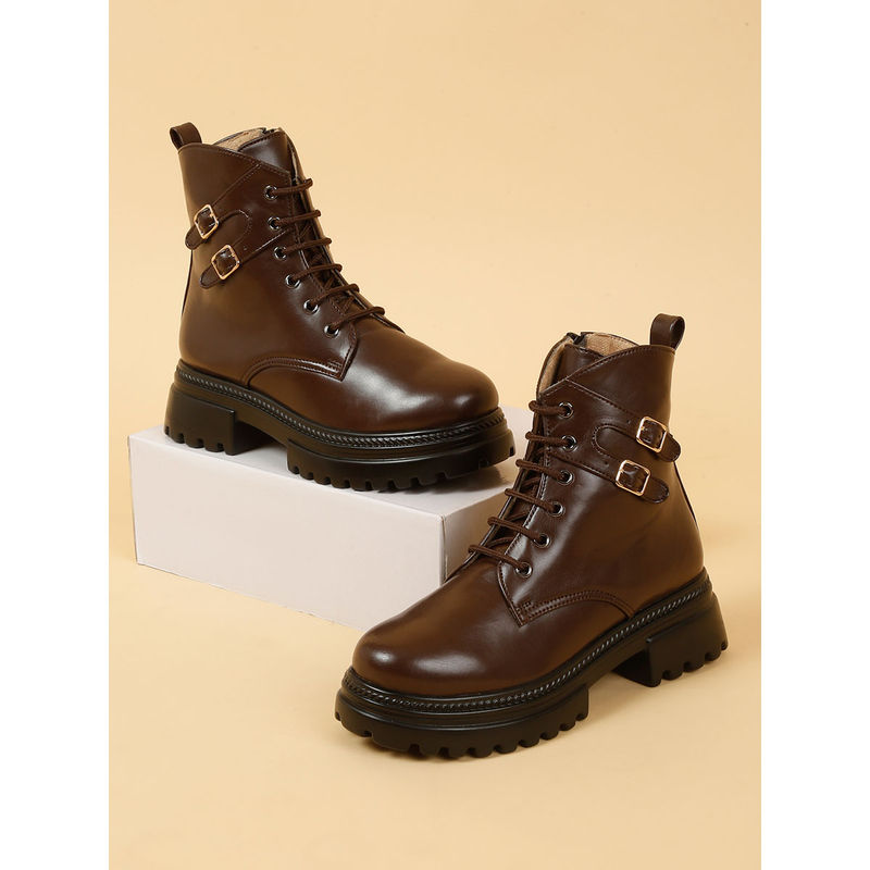 Buy VALIOSAA Solid Pink Brogues Boots Online