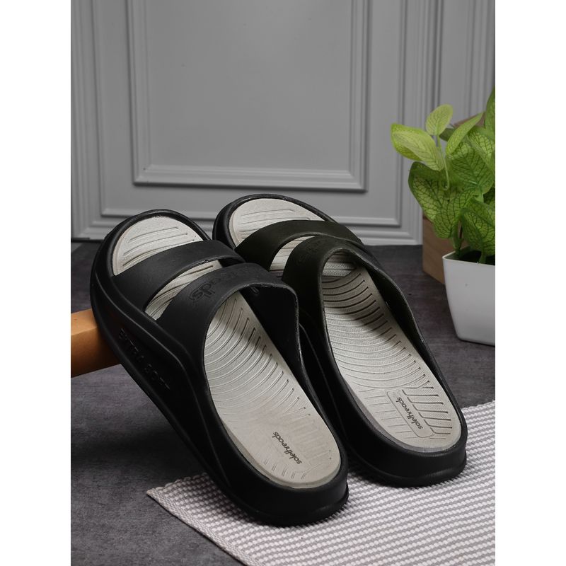 Buy SOLETHREADS Sprawl Black Solid Men Slides Online