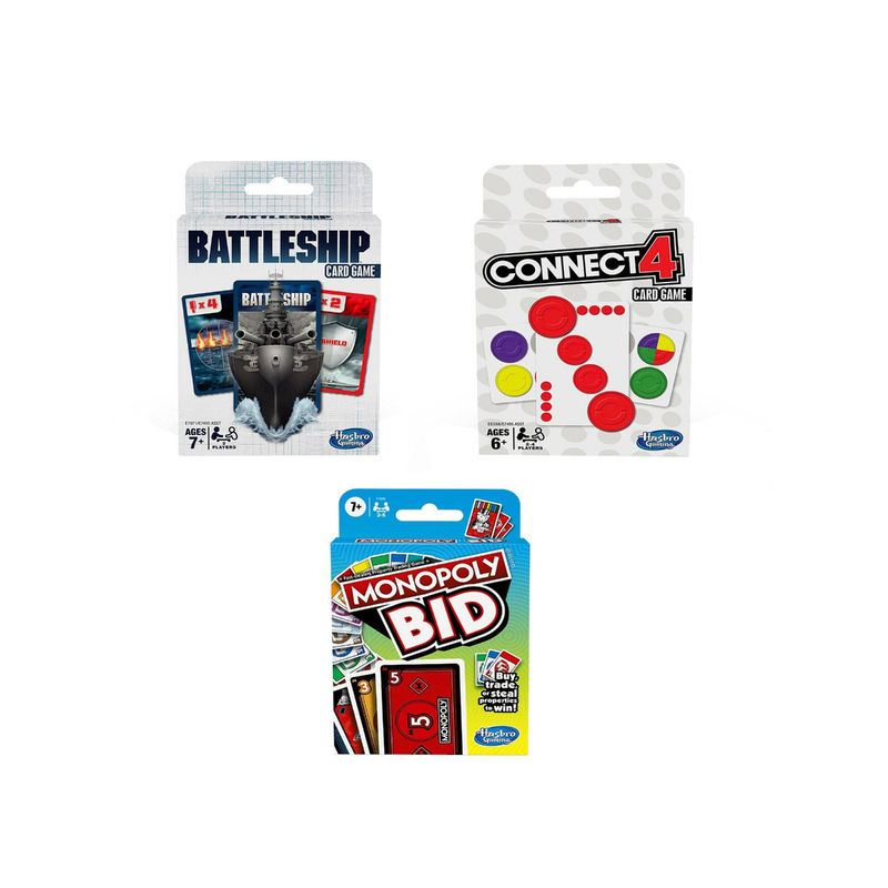 Buy Hasbro Gaming Card Game Combo Of Monopoly Bid Battleship & Connect ...
