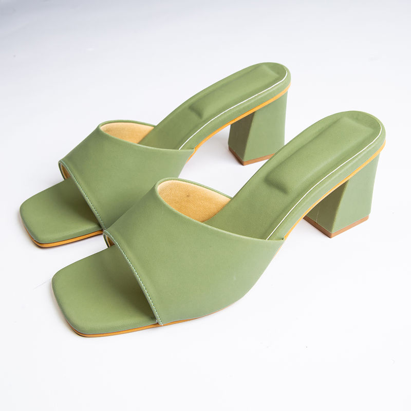 Buy Shoe that fits you Harper Solid Green Toe Mules Online