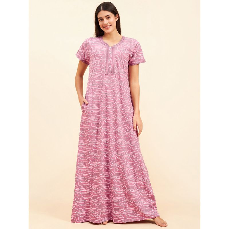 Buy Sweet Dreams Women Pink Printed Night Dress Online