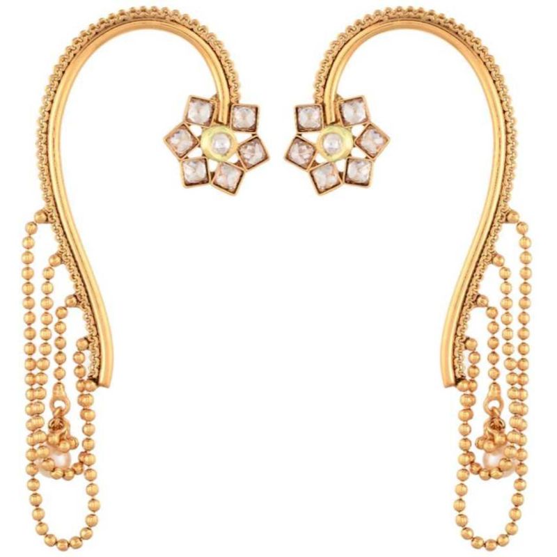 Buy Prita Gold-Plated Stones Studded Floral Earcuffs Online