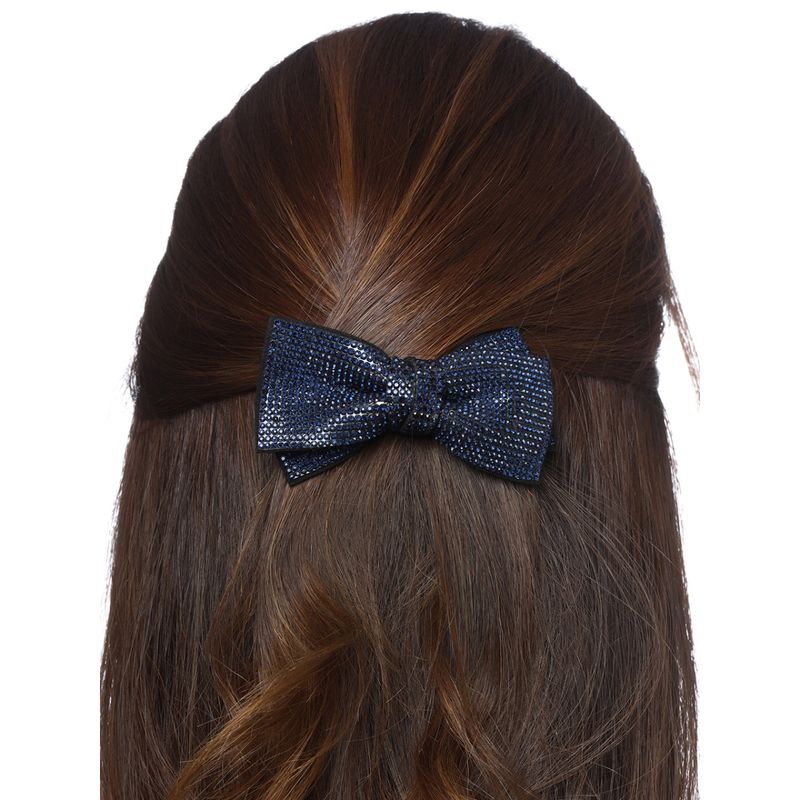 Buy Yellow Chimes Women Blue Crystal Studded Bow Designed French ...
