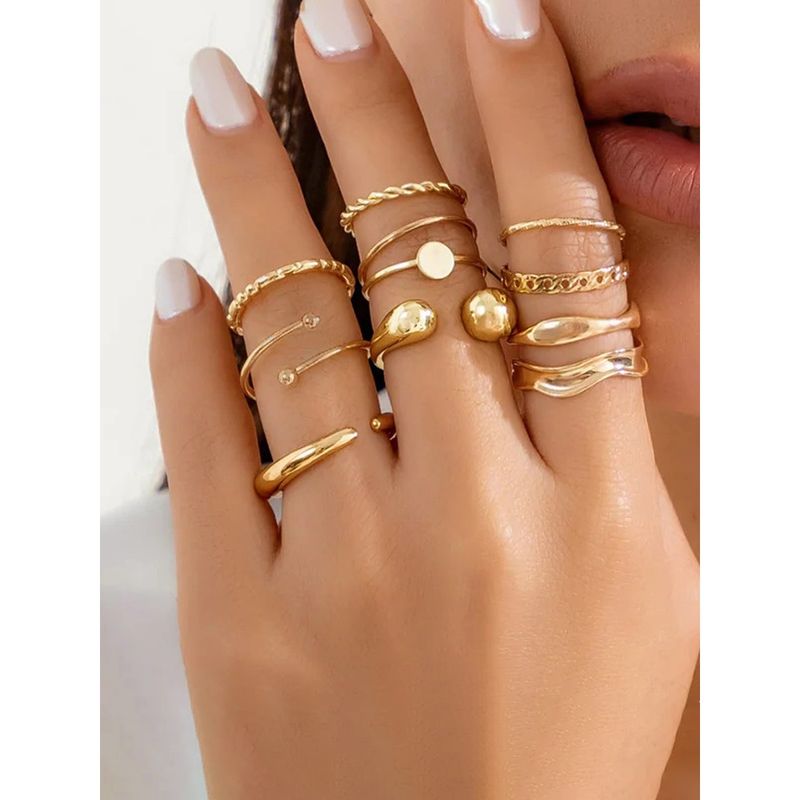 Buy Jewels Galaxy Trending Gold Plated Stackable Rings Set of 10 Online