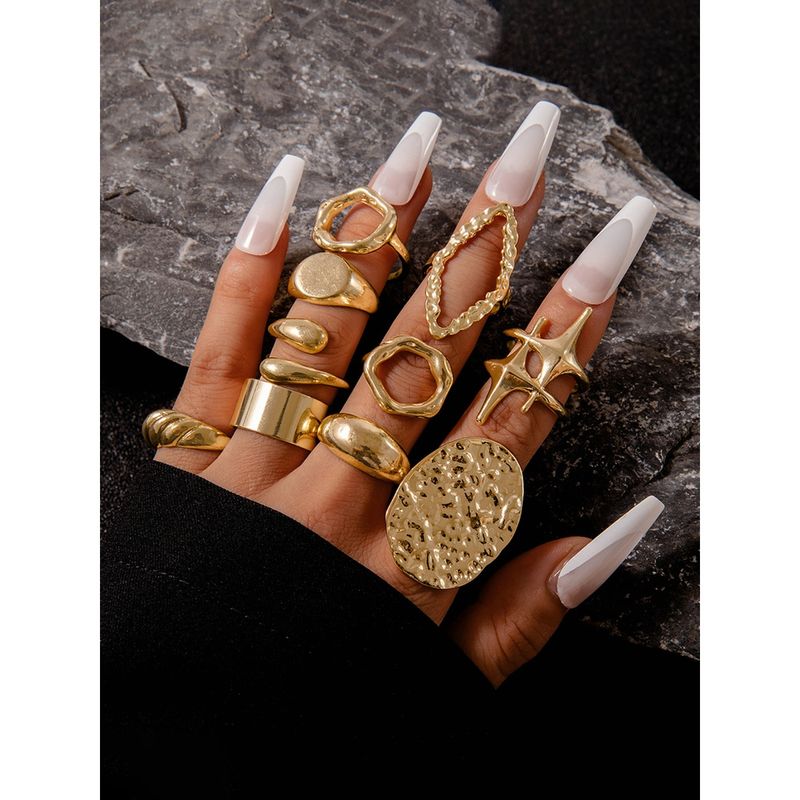 Buy Jewels Galaxy Trending Gold Plated Stackable Rings Set of 10 Online