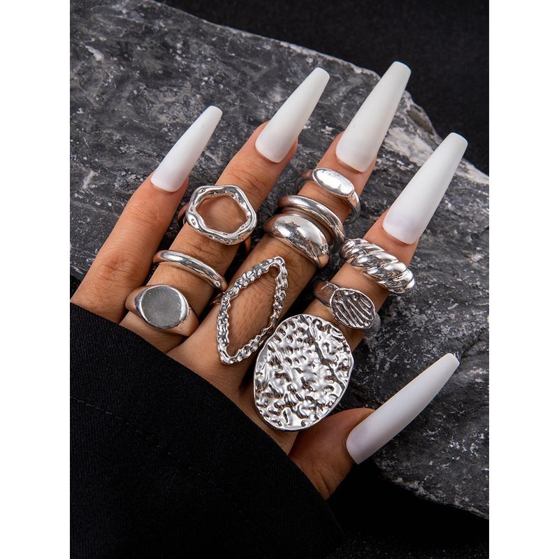 Buy Jewels Galaxy Trending Silver Plated Stackable Rings Set of 10 Online