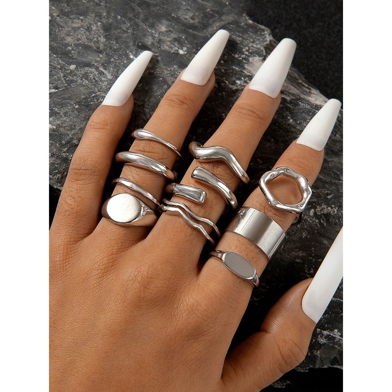 Buy Jewels Galaxy Trending Silver Plated Stylish Stackable Rings Set of 10 Online