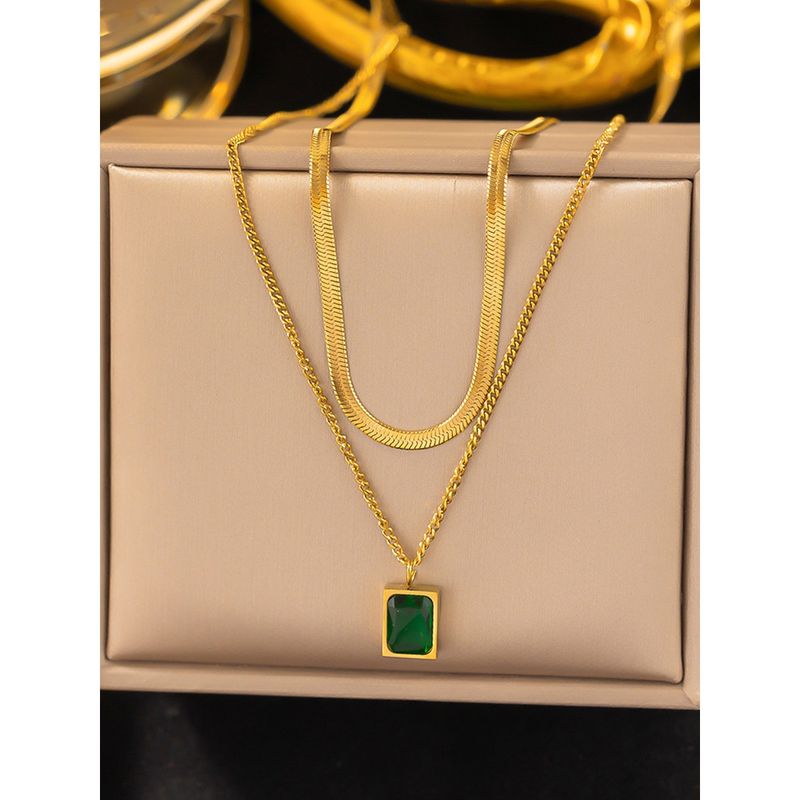 Buy Jewels Galaxy Gold-Plated Anti Tarnish Green Emerald Geometric ...