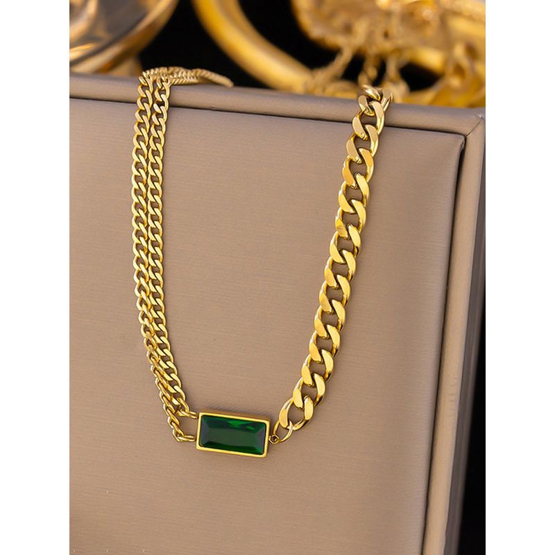 Buy Jewels Galaxy Gold-Plated Anti Tarnish Green Geometric Pendant ...