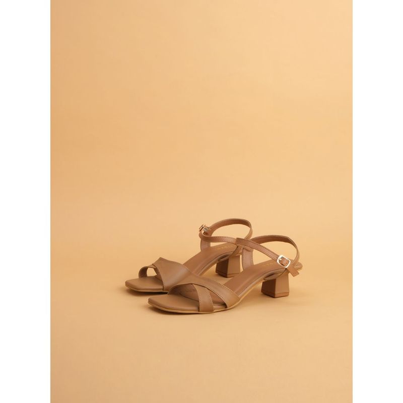 Buy Eridani Clover Beige Criss Cross Block Heels Online