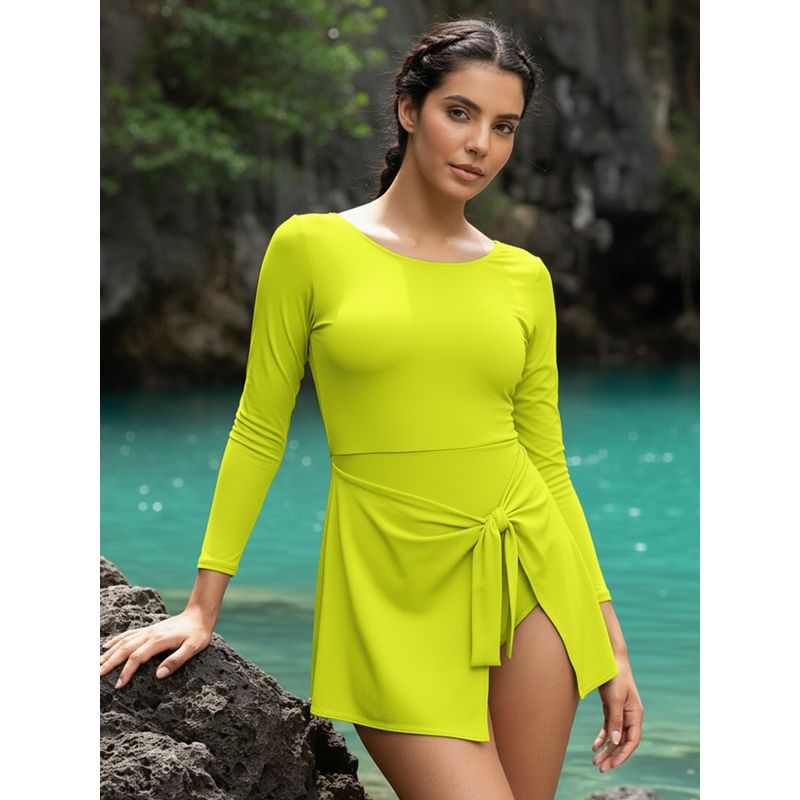 Buy AOBA The Lime neon Bodysuit and Sarong Online