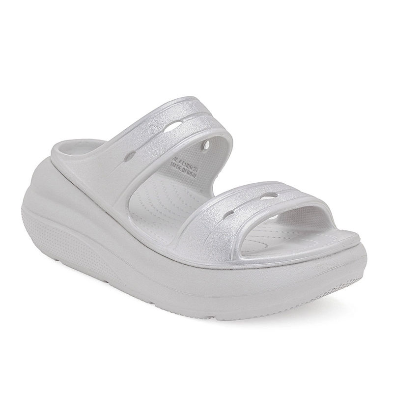 Buy Red Tape Women's Solid Metallic Ice Grey Sliders Online