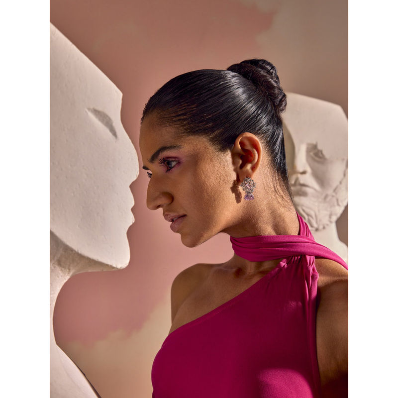 Buy MISS JO Pink Petal Cluster Dangler Earrings Online