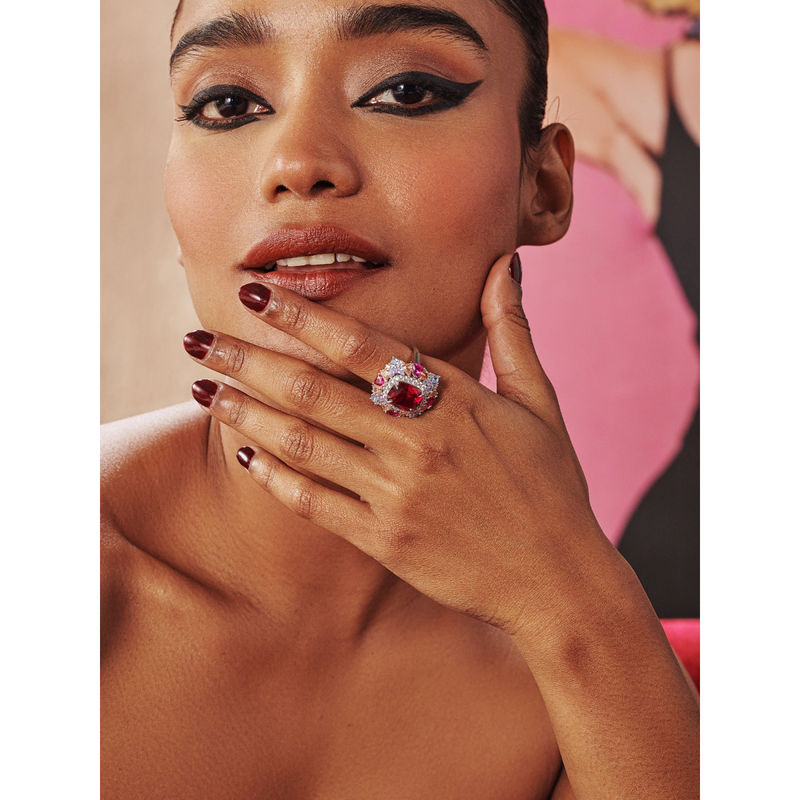 Buy MISS JO Red Ruby Bouquet Cocktail Ring Online