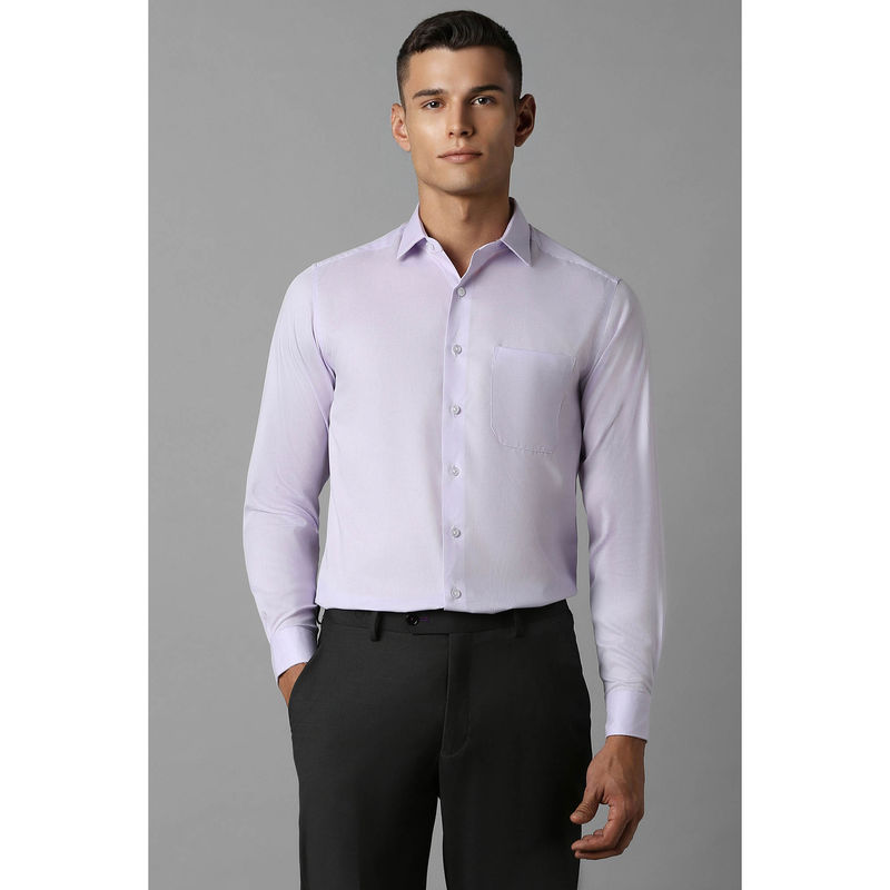 Buy Louis Philippe Men Lavender Slim Fit Textured Full Sleeves Formal ...