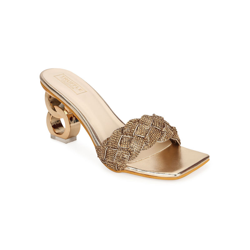 Truffle Collection Gold Embellished Heels: Buy Truffle Collection Gold ...