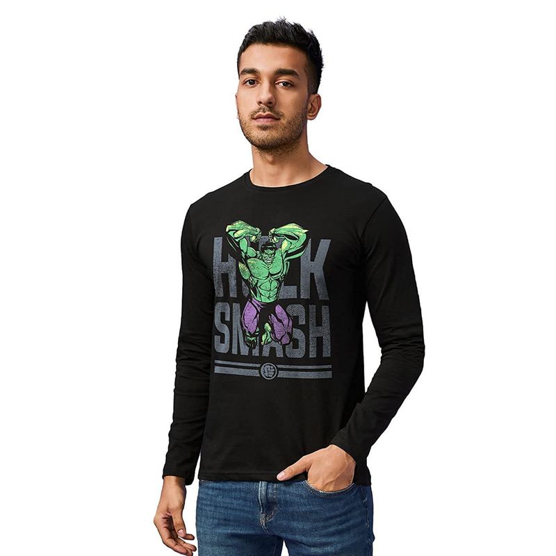 Buy The Souled Store Men Official Hulk Smash Black Men Full Sleeve T ...