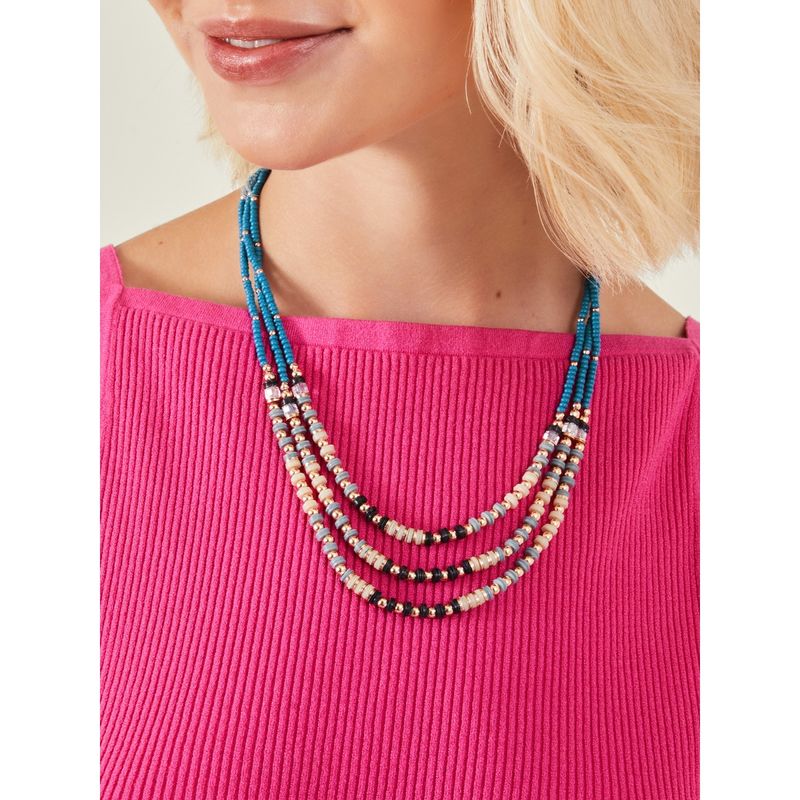 Buy Accessorize London Women Blue Layered Disc Necklace Online