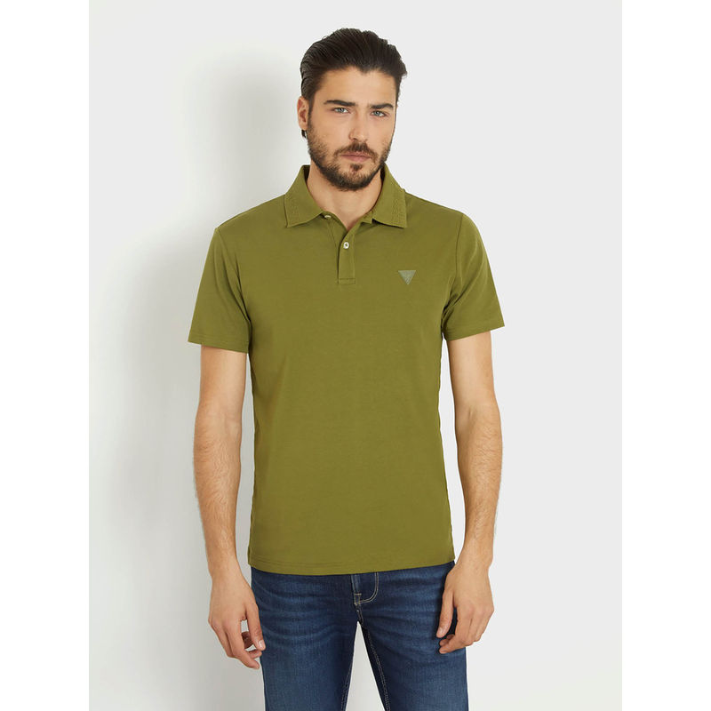 Buy Guess Olive Cotton Slim Fit Polo T-Shirt Online