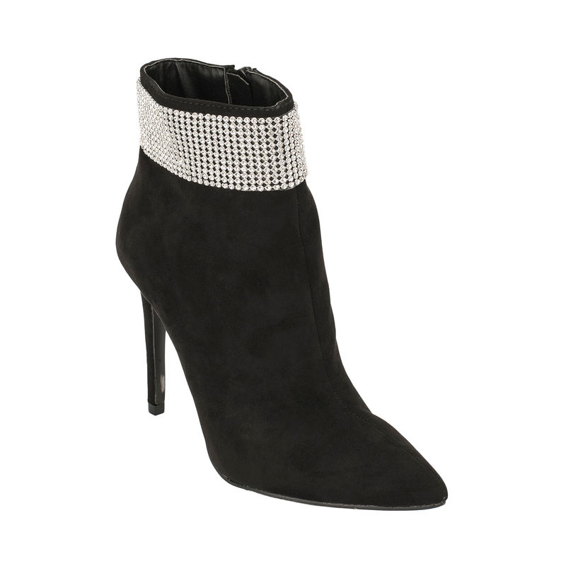 Buy Truffle Collection Black Crystal Detail Pointed Ankle Boot Online