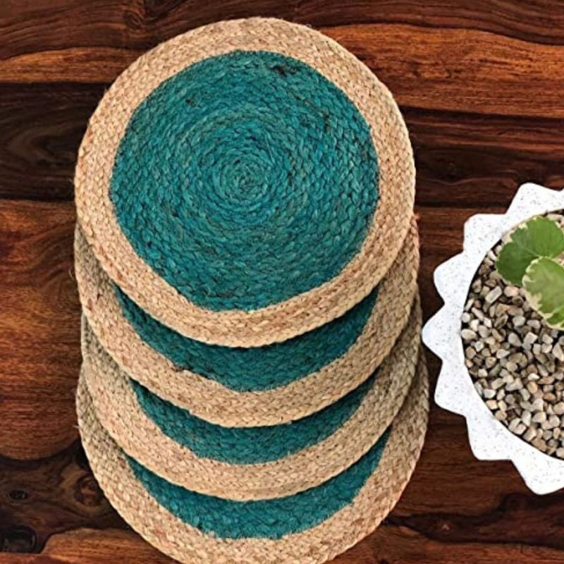 Buy JASMEY HOMES Set Of 4 Single Ring Round Jute Placemat - 30Cm Round ...