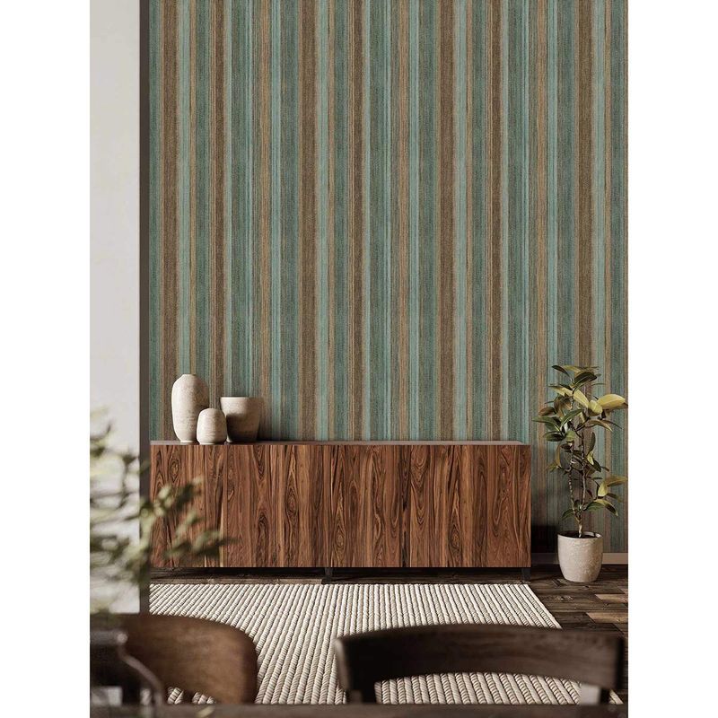 Buy Excel Wallpaper Raw Silk Green Thread Stripes Online