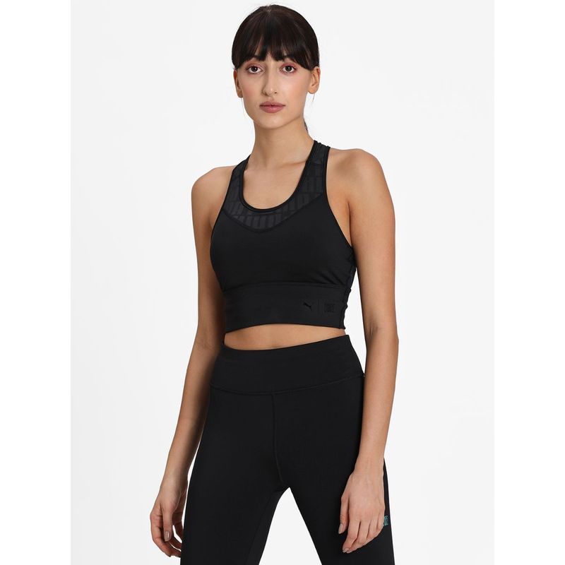 Buy PUMA Mid Impact First Mile Long Line Bra -Black Online