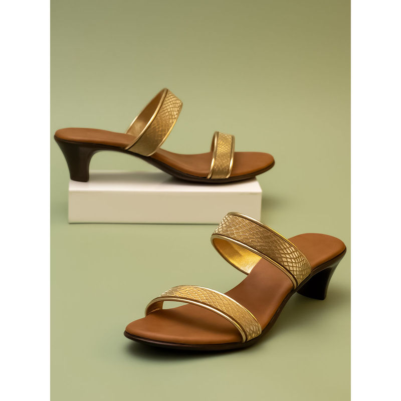 Buy Inc.5 Women Gold Casual Two Strap Heels Online