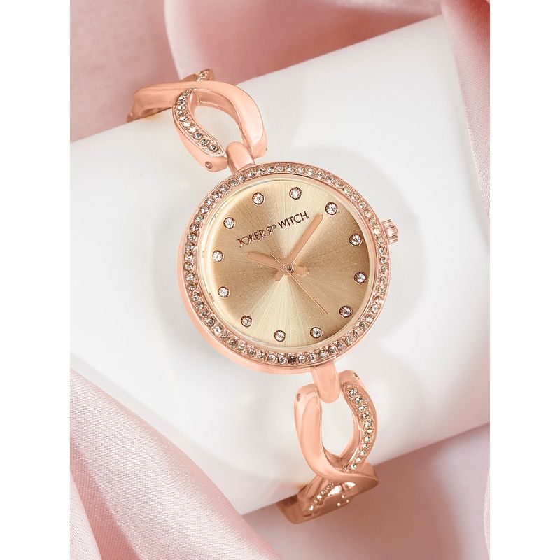 Buy Joker & Witch Noella Rose Gold Twisted Metallic Strap Watch with ...