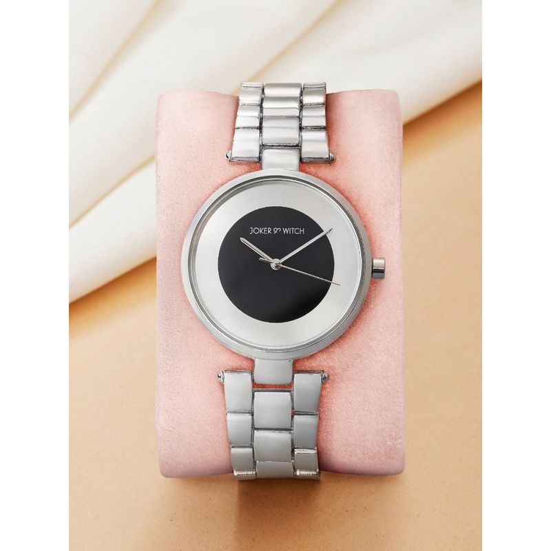 Buy Joker & Witch Liora Silver Watch with Silver & Black Dial and ...