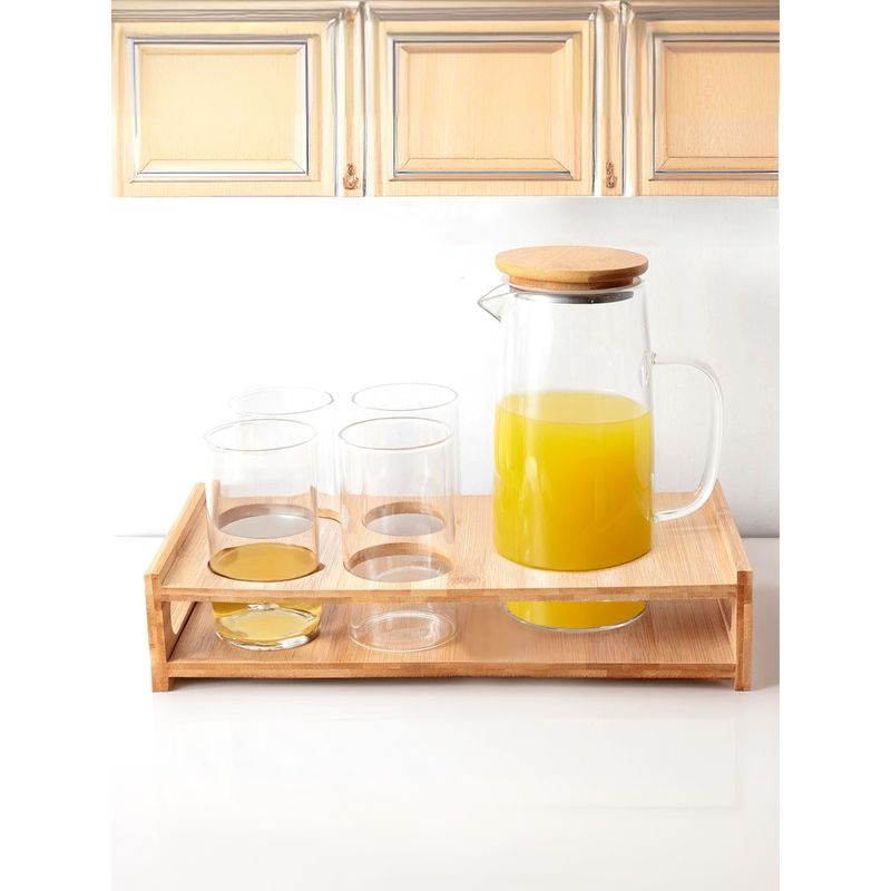 Buy The Better Home Borosilicate Jug Set (Jug 4 Cup S) with Bamboo Tray ...