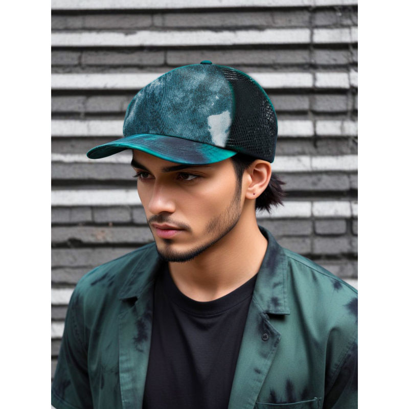 Buy CHOKORE Men Teal Tie-Dyed Mesh Baseball Cap Online