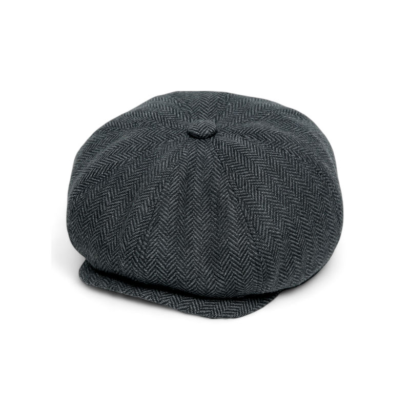 Buy CHOKORE Men Grey Herringbone Vintage Baker Boy Flat Cap Online
