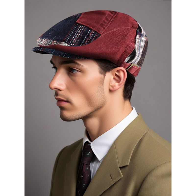 Buy CHOKORE Men Red Modern Spliced Ivy Cap Online
