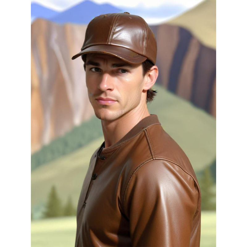 Buy CHOKORE Men Brown Vintage Leather Baseball Cap Online