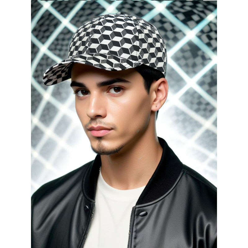 Buy CHOKORE Men Black Curved Brim Plaid Baseball Cap Online