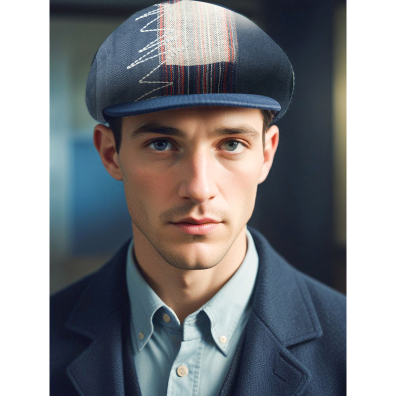Buy CHOKORE Men Navy Blue Spliced Ivy Cap Online