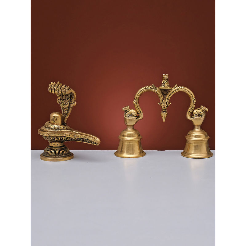Buy Ekaa Handicrafts Brass Nandi Bell With Shivaling For Mandir Online