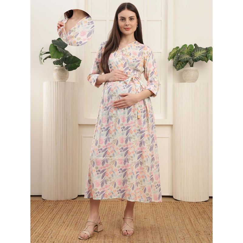 Buy Moms Maternity Cotton Wrap Maternity Midi Dress Online