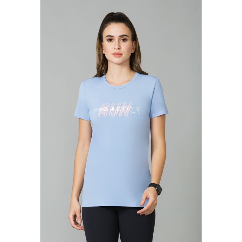 Buy Van Heusen Women Proactive Round Neck & Short Sleeve T-Shirt - Blue ...