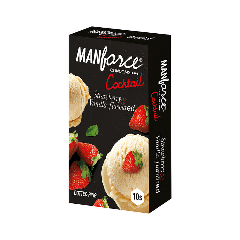 Buy Manforce Condom Cocoktail Extradotted, Strawberry+ Vanilla, Pack of ...
