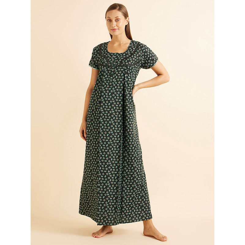 Buy Sweet Dreams Women Printed Half Sleeves Maxi Night Dress Online