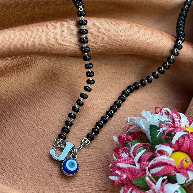 Buy Digital Dress Room J Letter & Evil Eye Silver Mangalsutra Online