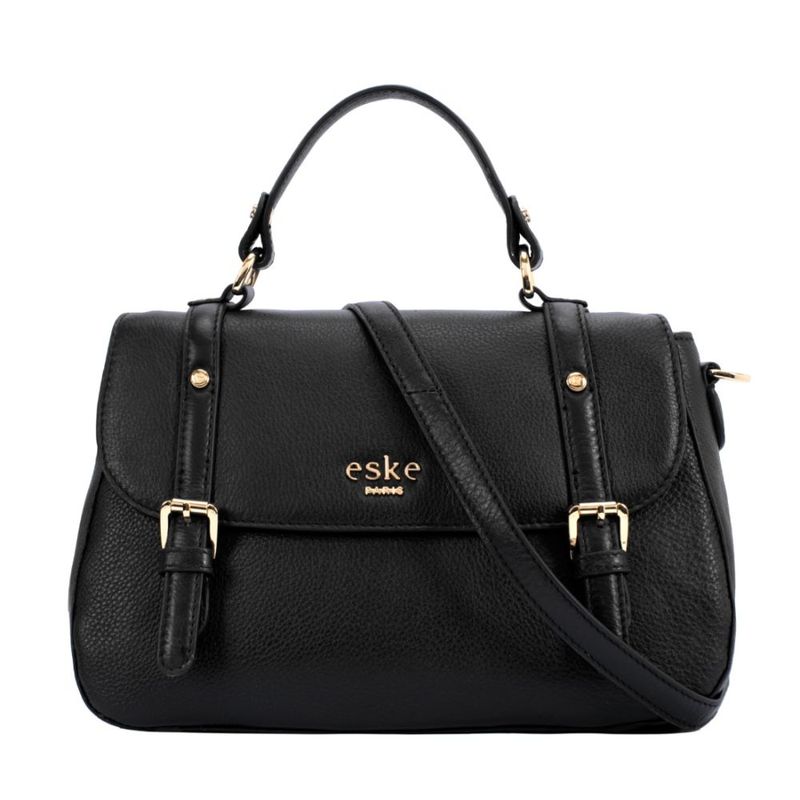 Buy Eske Fonda Satchel Leather Handbag,Black Online