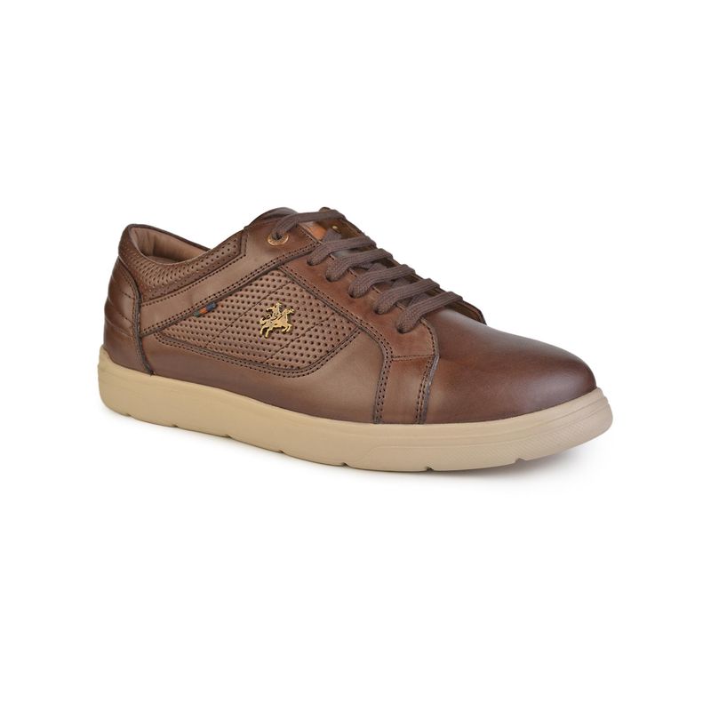 Buy BUCKAROO Brown ADDY Full Grain Natural Leather Sneakers for Men Online