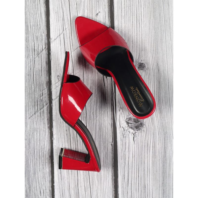 Buy Monrow Solid-plain Red Block Heels Online