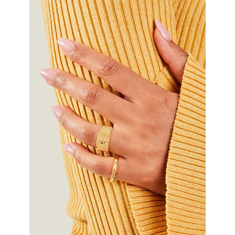 Buy Accessorize London Real Gold-Plated Corrugated Ring Gold Online