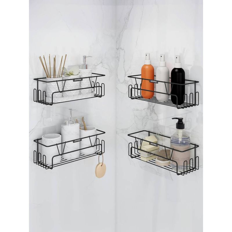 Buy Plantex Shelf for Bathroom GI Steel Shelf for Wall Black (Pack of 4 ...