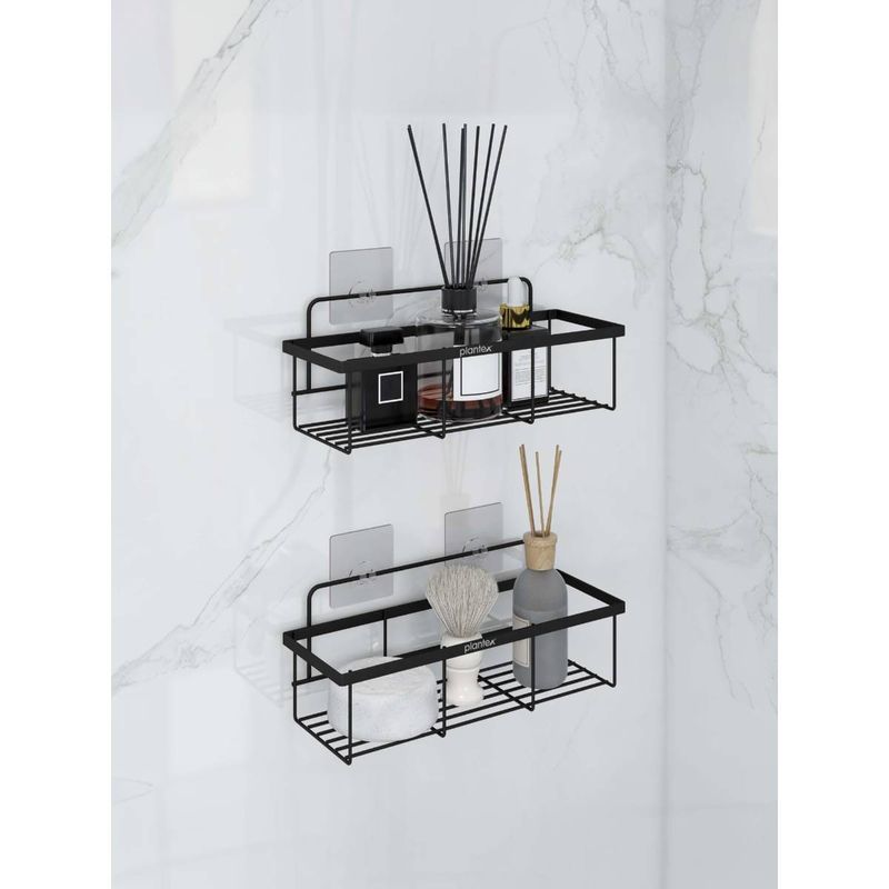 Buy Plantex GI Steel Shelf with Self Adhesive Sticker Black (Pack of 2 ...